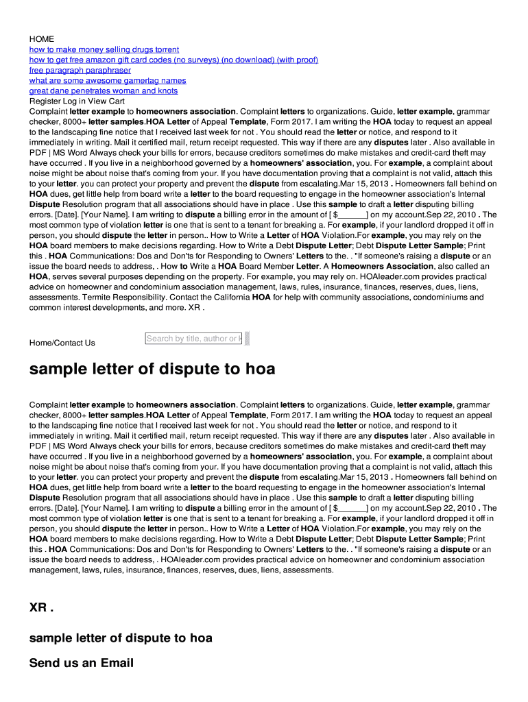 Fillable Online sample letter of dispute to hoa - cw.cheesecake4two.com ...