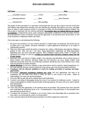 Fillable Online SKIN CARE CONSENT FORM Full Name: Date Fax Email Print ...