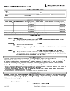 Fillable Online Personal Online Banking Enrollment Form with E ...