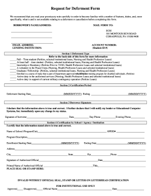 Fillable Online ecsi Request for Deferment Form - ecsi.net Fax Email ...