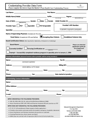 Fillable Online martinspoint Credentialing Provider Data Form - martinspoint.org Fax Email Print ...