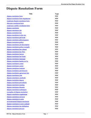 Fillable Online ted clumagz Dispute Resolution Form. dispute resolution ...