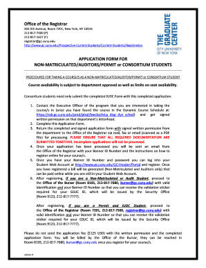 Fillable Online gc cuny APPLICATION FORM FOR NON-MATRICULATED/AUDITORS ...