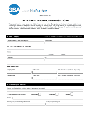 Fillable Online TRADE CREDIT INSURANCE PROPOSAL FORM Fax Email Print ...
