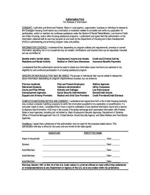 Fillable Online Authorization Form - Dowagiac Housing Commission Fax ...