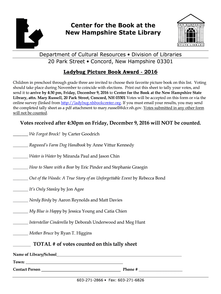 Fillable Online nh Official Tally Sheet - nh Fax Email Print - pdfFiller