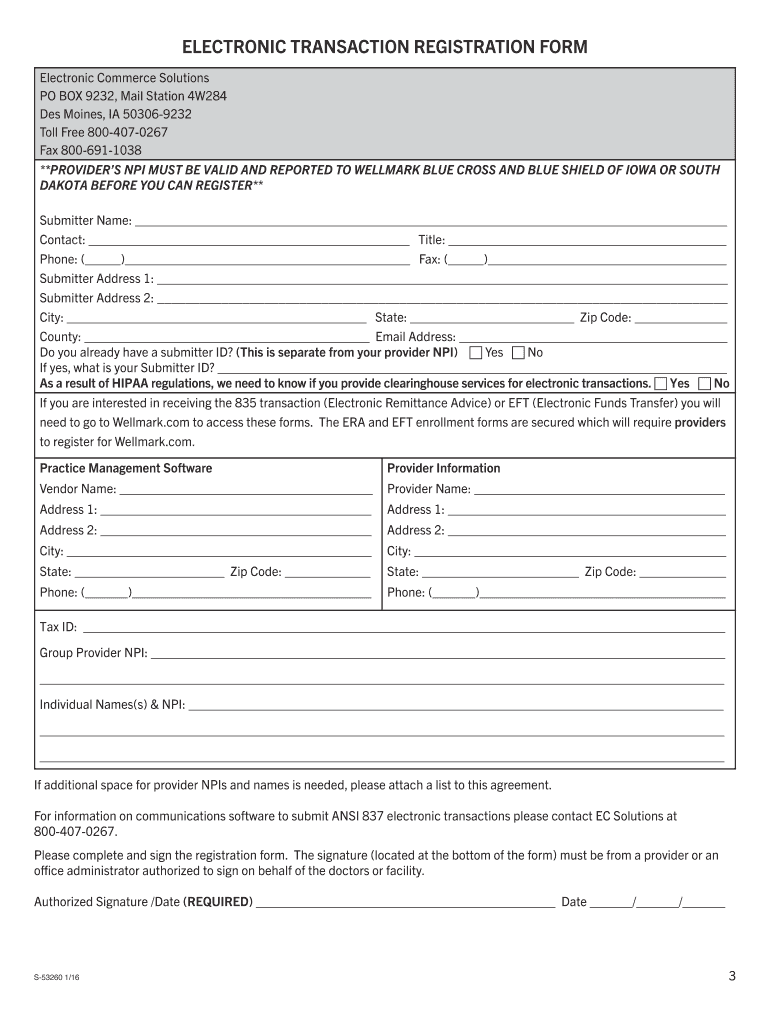 Fillable Online S-53260 1-16 Electronic Transation Registration Packet Fax Email Print - pdfFiller