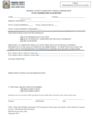Fillable Online mccsc PROFESSIONAL STAFF EVALUATION Fax Email Print ...