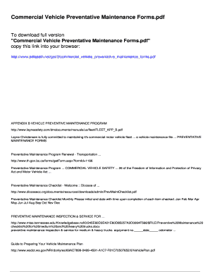 Fillable Online Commercial Vehicle Preventative Maintenance Forms Fax ...