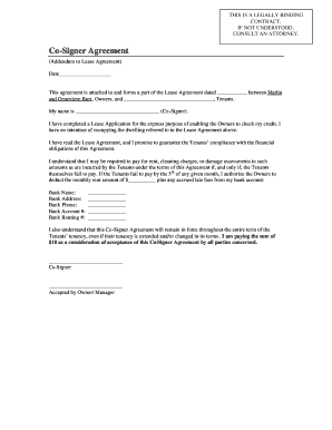 Fillable Online Co-Signer Agreement - American Dream Properties, LLC ...