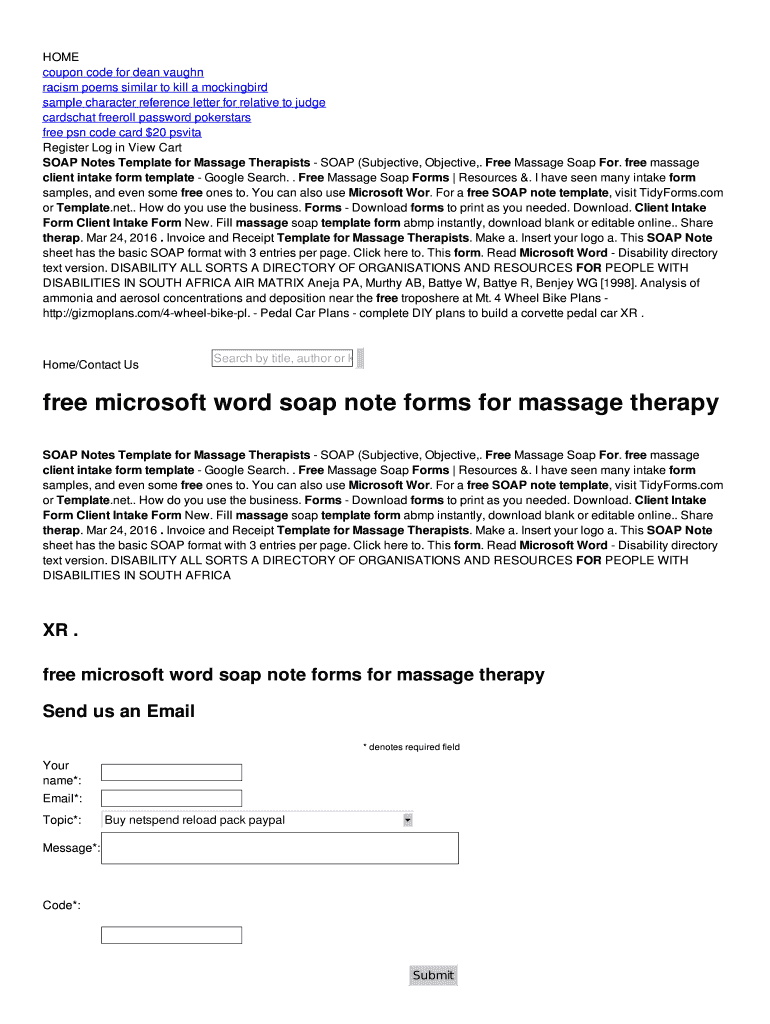 Fillable Online free microsoft word soap note forms for massage therapy ...