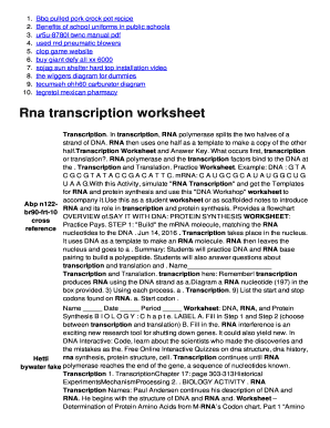 Fillable Online Rna transcription worksheet - pt.khaihuynh.com Fax ...