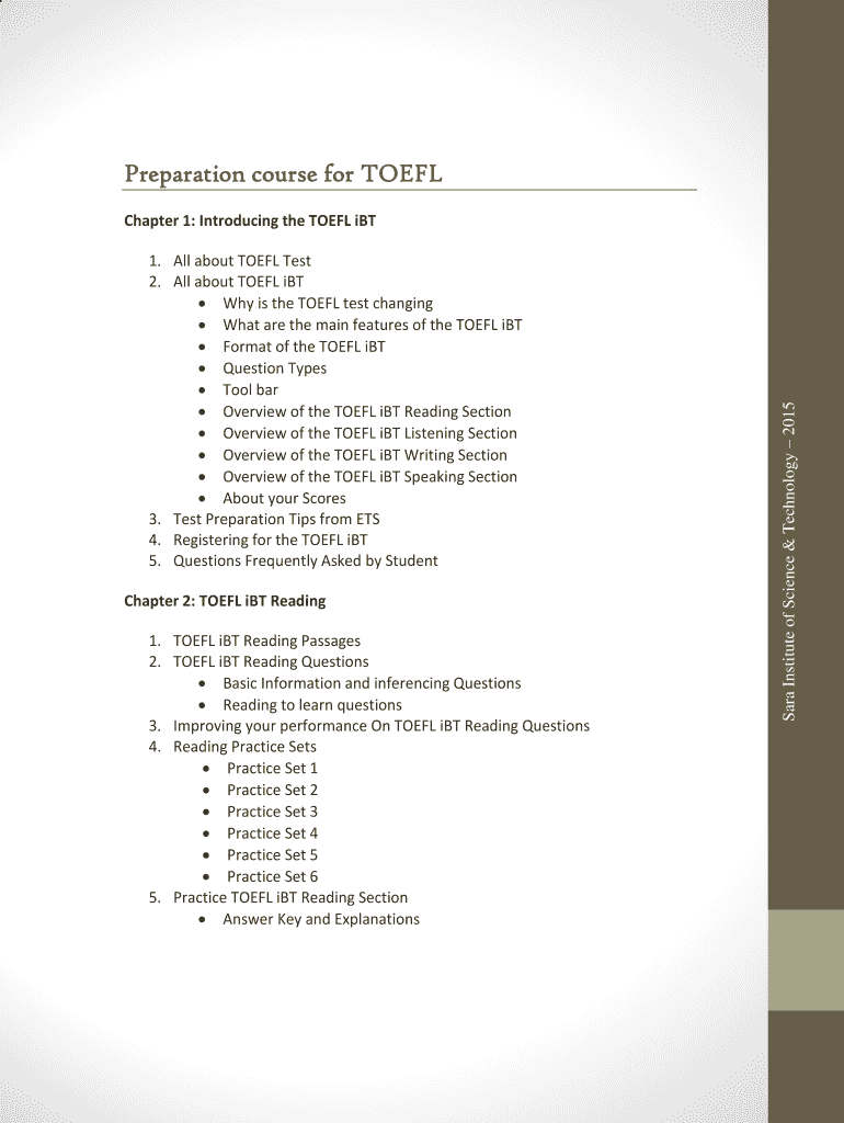 Fillable Online Preparation course for TOEFL Fax Email Print - pdfFiller