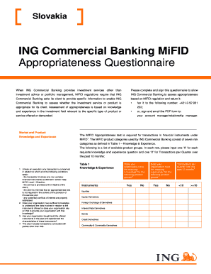 Fillable Online ING Commercial Banking MiFID Appropriateness... Fax Email Print - pdfFiller