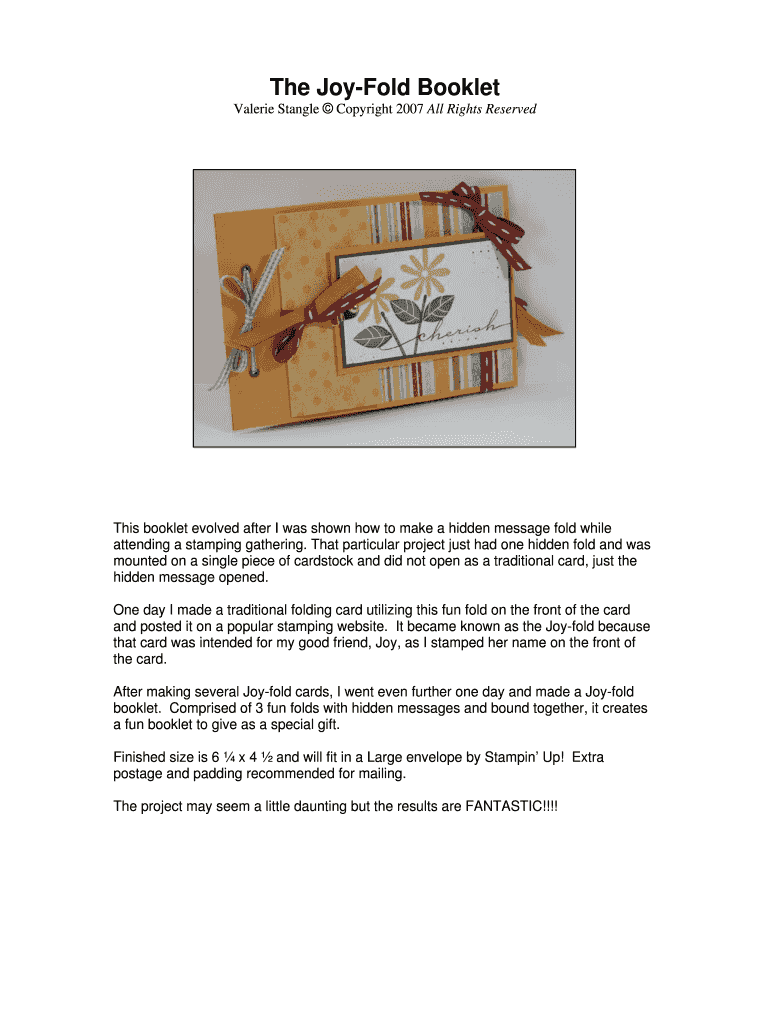 Fillable Online The Joy-Fold Booklet Fax Email Print - pdfFiller