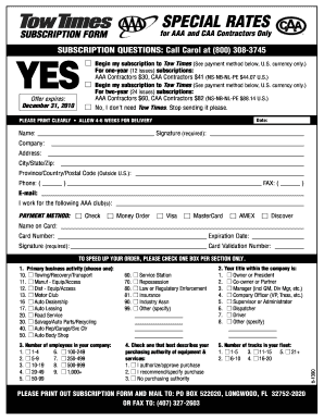 Fillable Online AAA CAA sub form Fax Email Print - pdfFiller