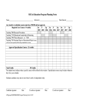 Fillable Online uwplatt MSE in Education-Program Planning Form ...