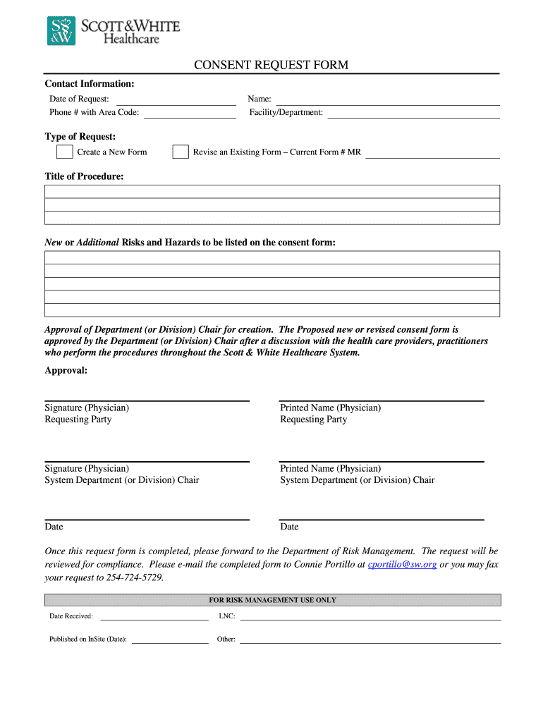 Fillable Online sw Consent Request Form Fax Email Print - pdfFiller