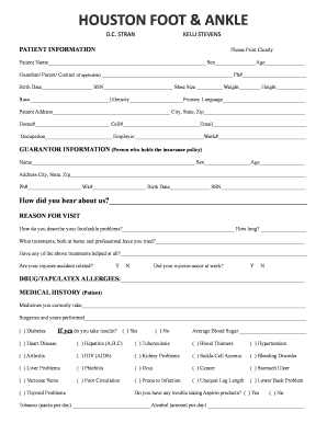Fillable Online HOUSTON FOOT & ANKLE Fax Email Print - pdfFiller
