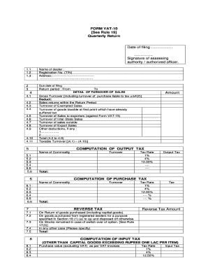 Fillable Online FORM VAT-10 Quarterly Return - forms.gov.in Fax Email ...