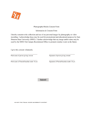 Fillable Online shsu Photographic/Media Consent Form - shsu.edu Fax Email Print - pdfFiller