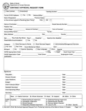 Fillable Online dhs state il CONTRACT APPROVAL REQUEST FORM Fax Email ...