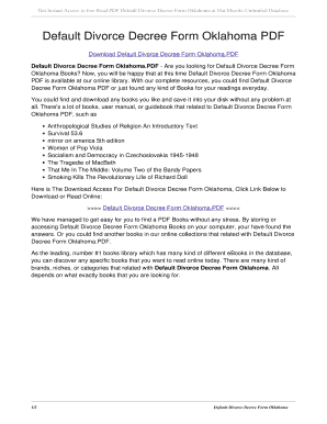 Fillable Online Default Divorce Decree Form Oklahoma PDF. default ...