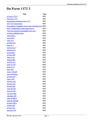 Da 1172 - Fill Online, Printable, Fillable, Blank | pdfFiller