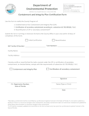 Fillable Online dep state fl Containment and Integrity Plan ...