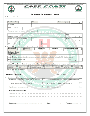 Fillable Online ccthghana CHANGE OF GRADE FORM - ccthghana.org Fax ...