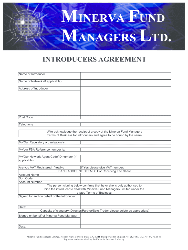 Fillable Online INTRODUCERS AGREEMENT Fax Email Print - pdfFiller
