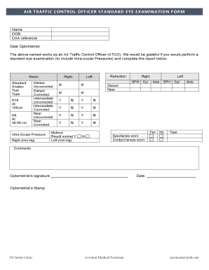 Fillable Online pilotmedical co Class 3 Standard Eye examination form ...
