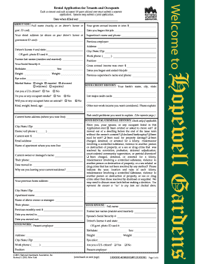 Fillable Online Rental Application for Tenants and Occupants W Each co ...