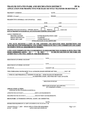 Fillable Online trailerestatesfl APPLICATION FOR PROSPECTIVE PURCHASE ...