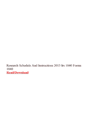 Fillable Online Research Schedule And Instructions 2013 Irs 1040 Forms ...