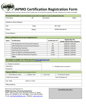 Fillable Online iapmo IAPMO Certification Registration Form Fax Email ...