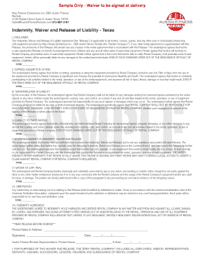 Fillable Online Sample Only - Waiver to be signed at delivery Fax Email ...