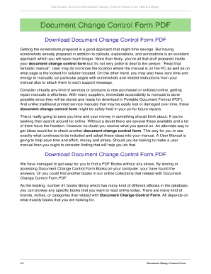 Fillable Online Document Change Control Form. document change control ...