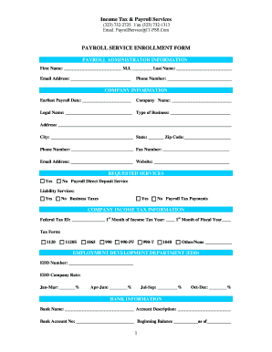 Fillable Online PAYROLL SERVICE ENROLLMENT FORM - IT-PSS Fax Email ...