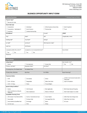 Fillable Online BUSINESS OPPORTUNITY INPUT FORM - portal.mlslistings ...