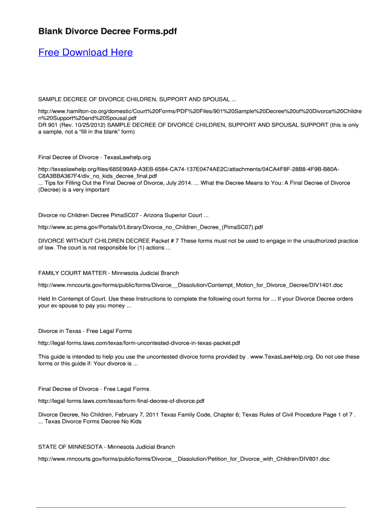 Fillable Online Blank Divorce Decree Forms Fax Email Print - pdfFiller