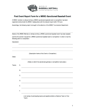 Fillable Online wbsc Post Event Report Form for a WBSC-Sanctioned ...