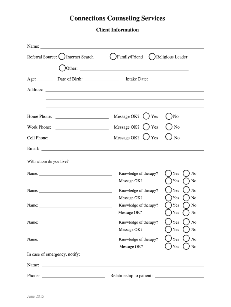 Fillable Online New Client Paperwork. New Client Paperwork Fax Email ...