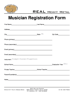 Fillable Online Musician Registration Form Fax Email Print - pdfFiller