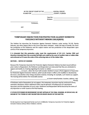 Fillable Online flcourts TEMPORARY INJUNCTION FOR PROTECTION AGAINST DOMESTIC ... Fax Email ...