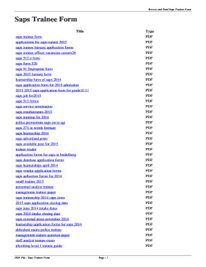 Fillable Online aurobe Saps Trainee Form. saps trainee form Fax Email ...