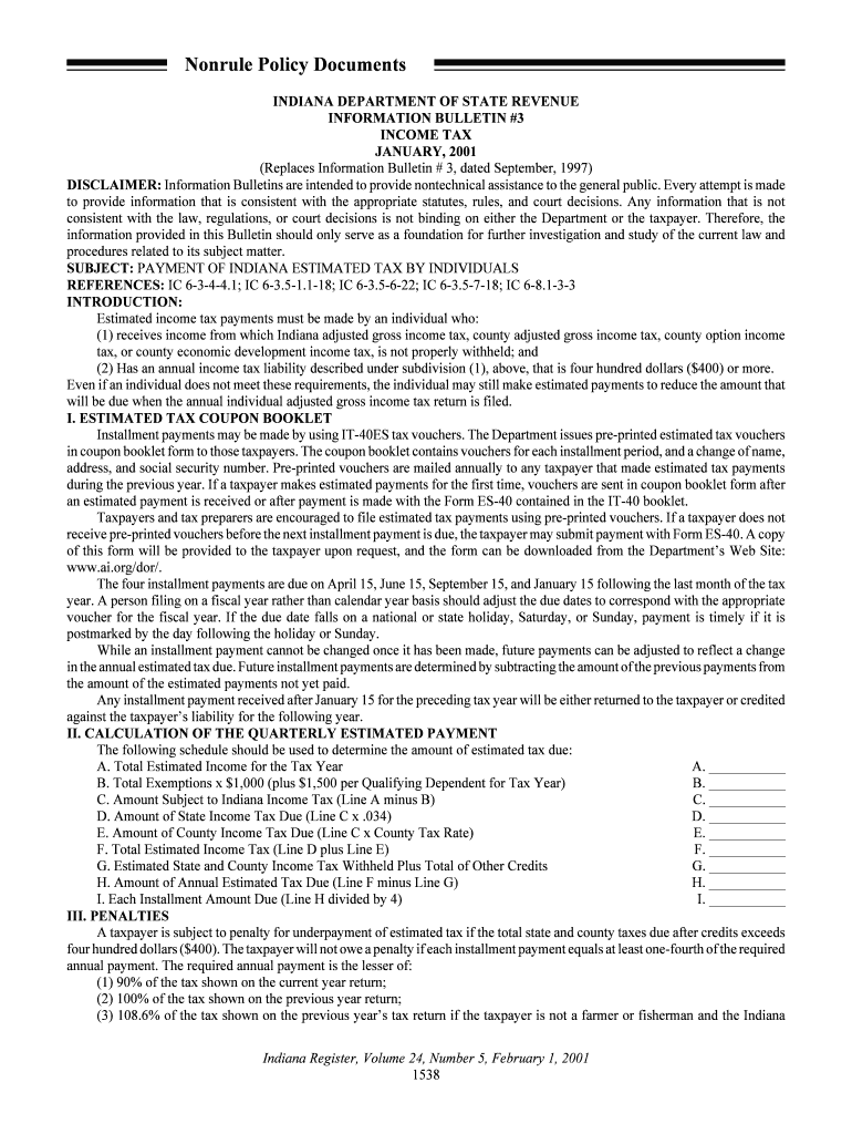 Fillable Online in INDIANA DEPARTMENT OF STATE REVENUE Fax Email Print ...