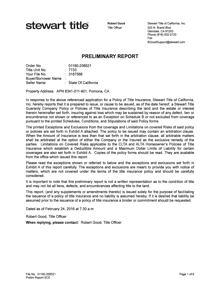 Fillable Online documents dgs ca PRELIMINARY REPORT - documents.dgs.ca ...