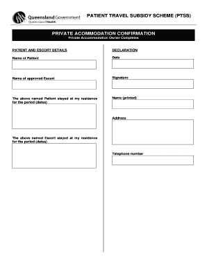 Fillable Online health qld gov PTSS Private Acommodation Confirmation ...