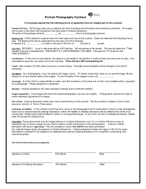 Fillable Online Portrait Photography Contract Fax Email Print - pdfFiller